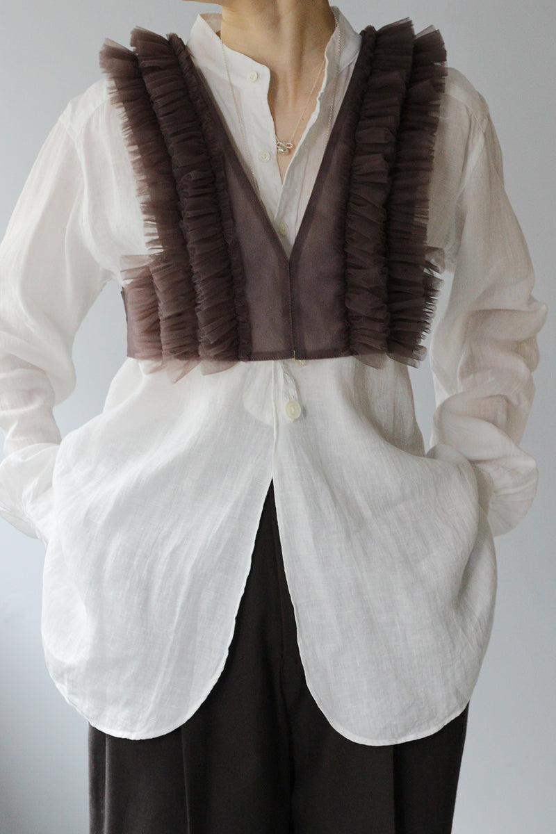 Needles "Band Collar EDW Shirt - Linen Canvas" (white) – lillt-store